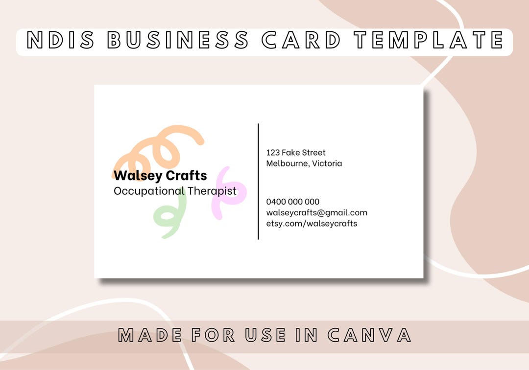 NDIS Business Card Template, Editable Digital Template, Professional ...