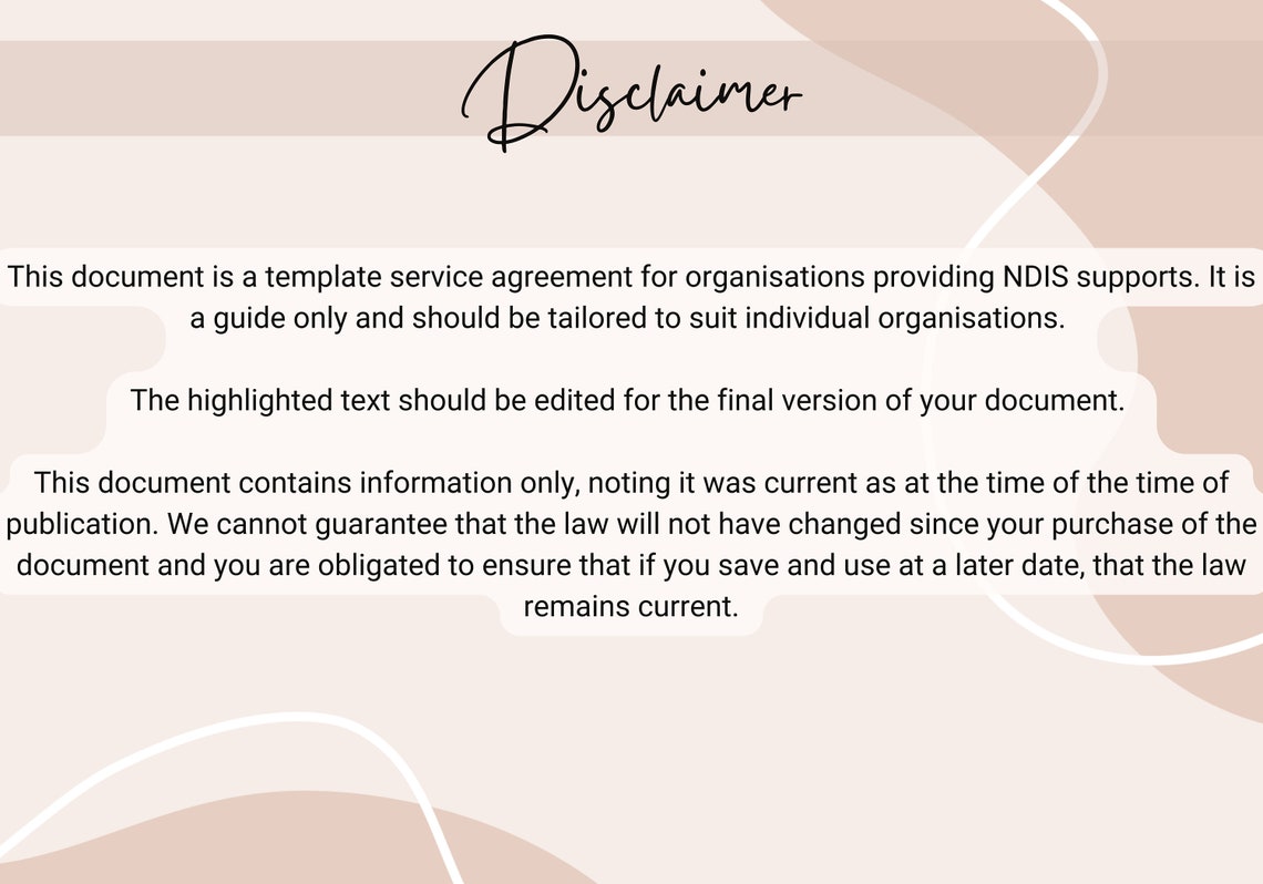 NDIS Service Agreement Template, Schedule of Supports, NDIS Client ...
