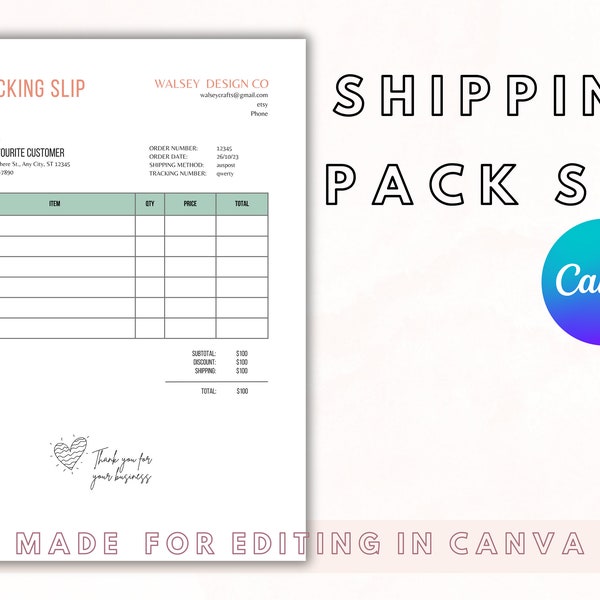 Order Slip Template - Etsy