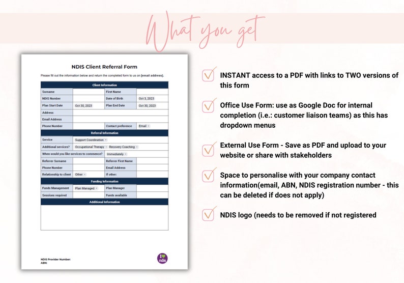 NDIS Client Referral Form, NDIS Intake, Disability Service Provider ...
