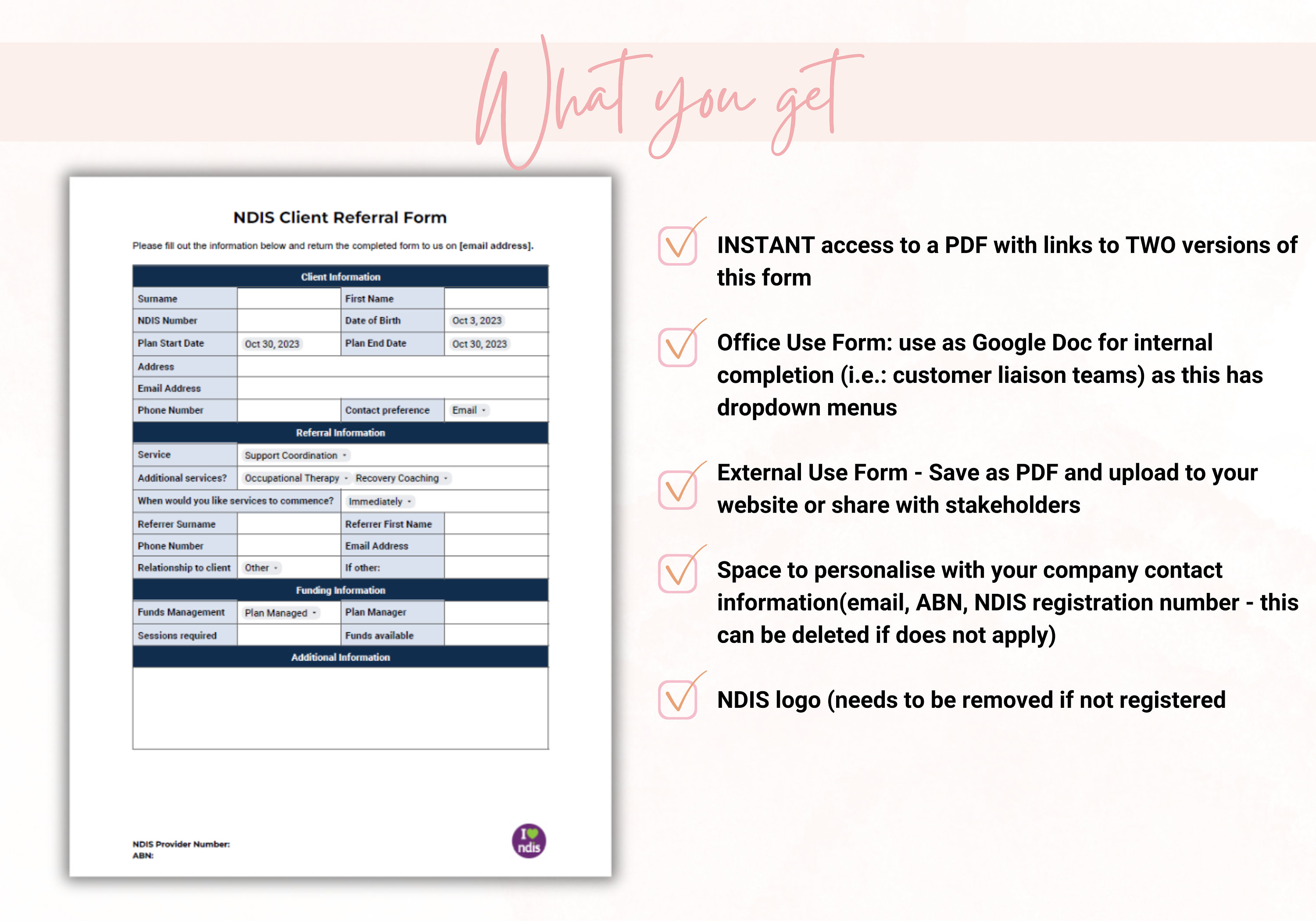 NDIS Client Referral Form, NDIS Intake, Disability Service Provider ...