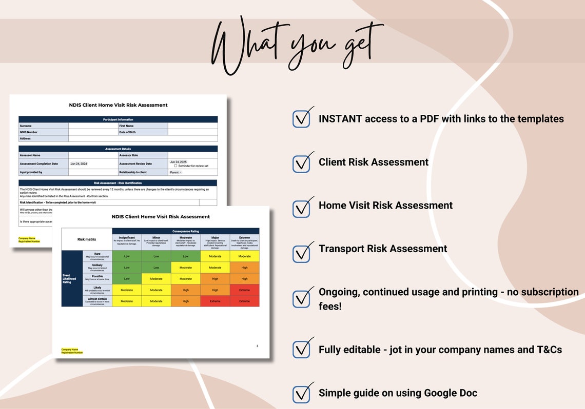 NDIS Client Risk Assessment Template, Home Risk Assessment, Disability ...