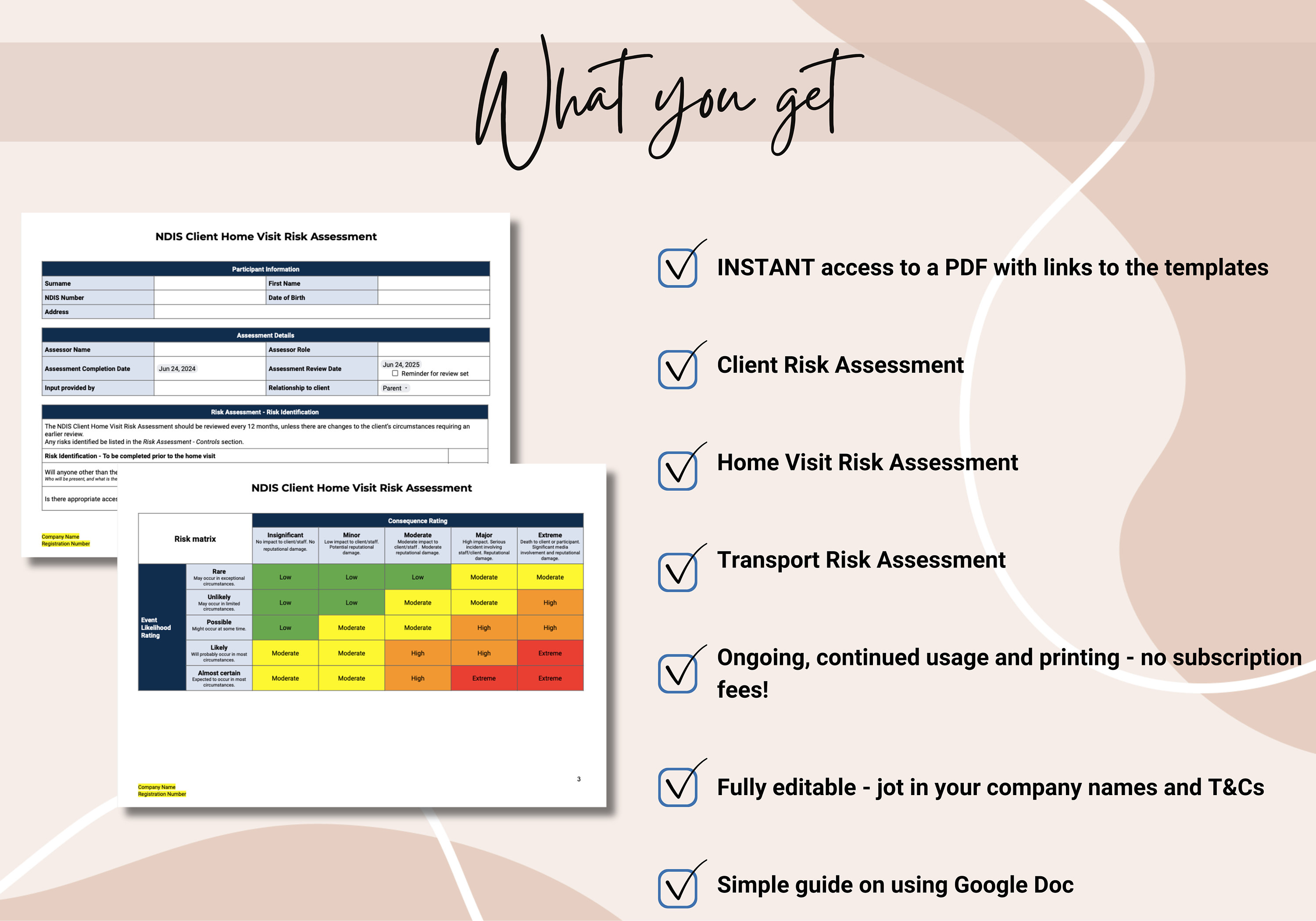 NDIS Client Risk Assessment Template, Home Risk Assessment, Disability ...