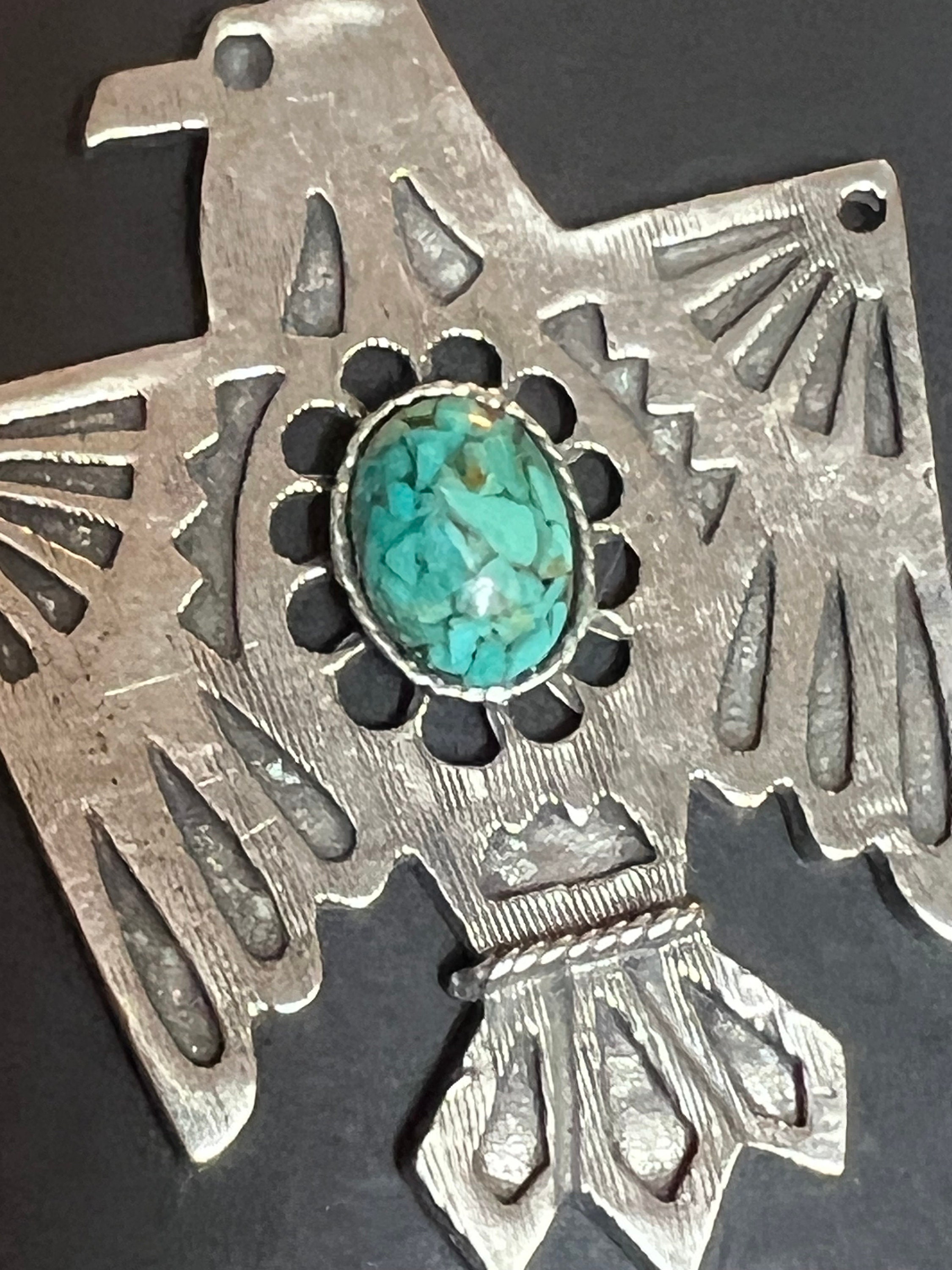 Genuine Turquoise Phoenix Pendant Necklace - Silvery Pewter (unisex) - Etsy