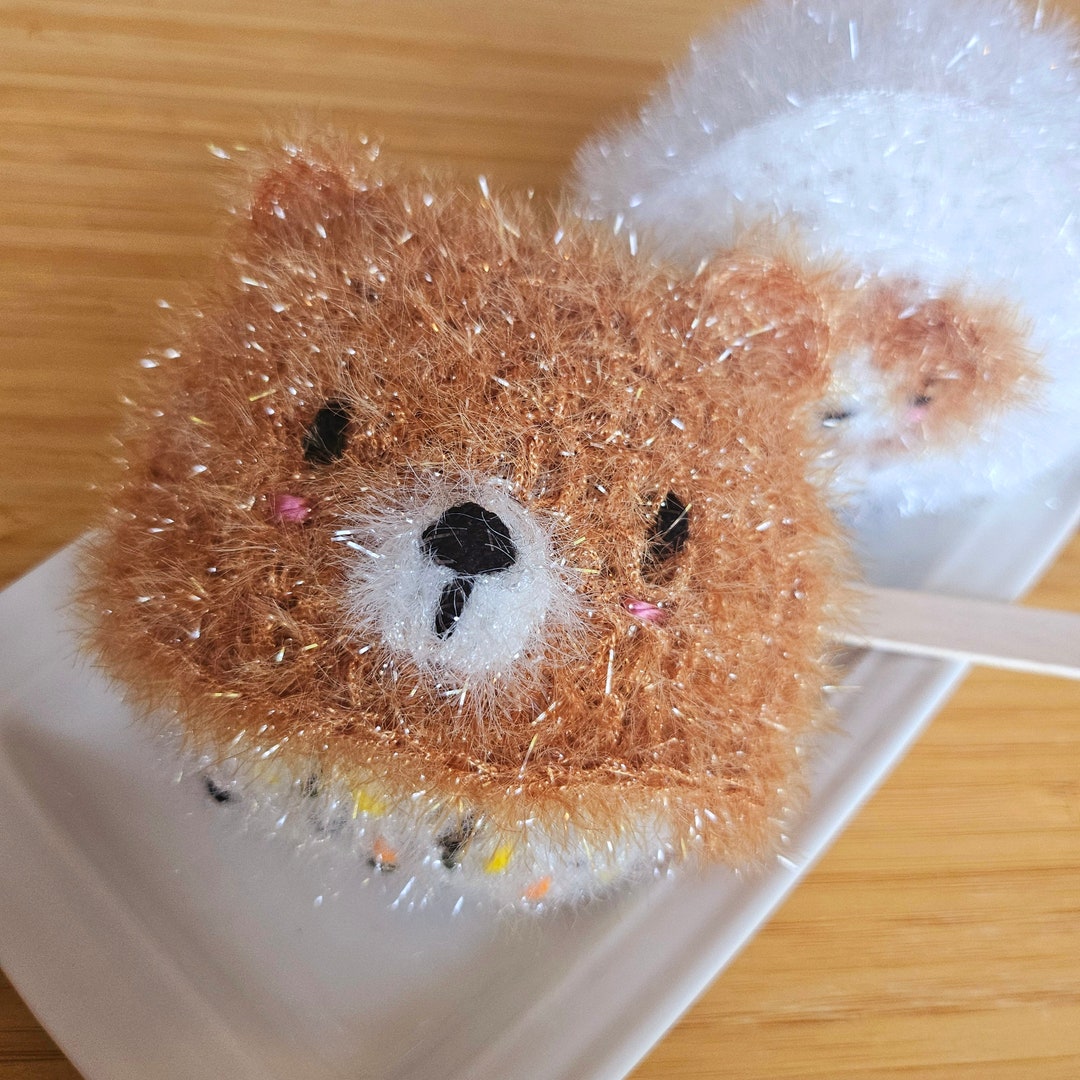 Handmade Dish Scrubby - Bear-shaped Inari Sushi Design | Crocheted ...
