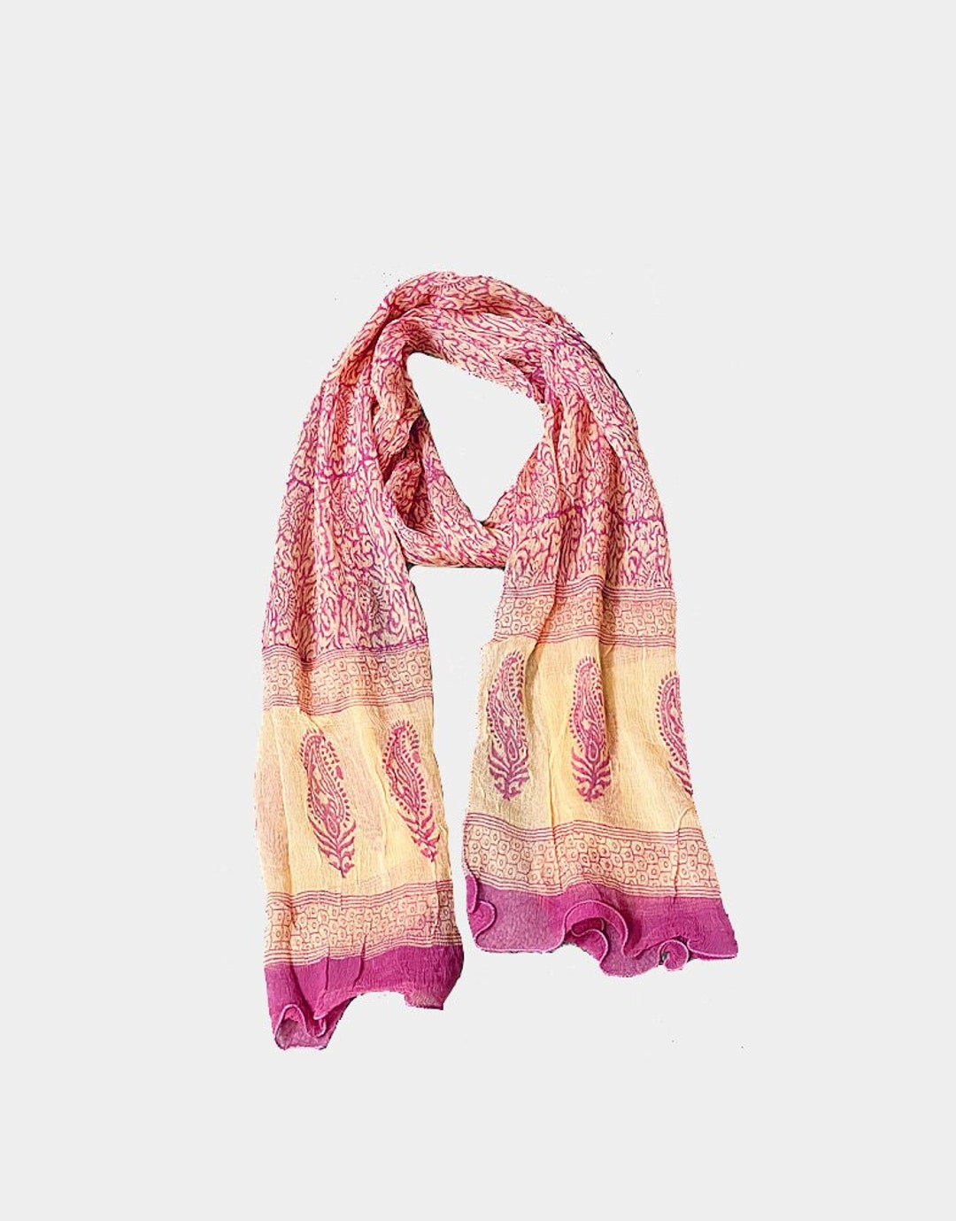 Hand Block Printed Georgette Scarves, Multicolor Scarf, Pattern Scarf ...