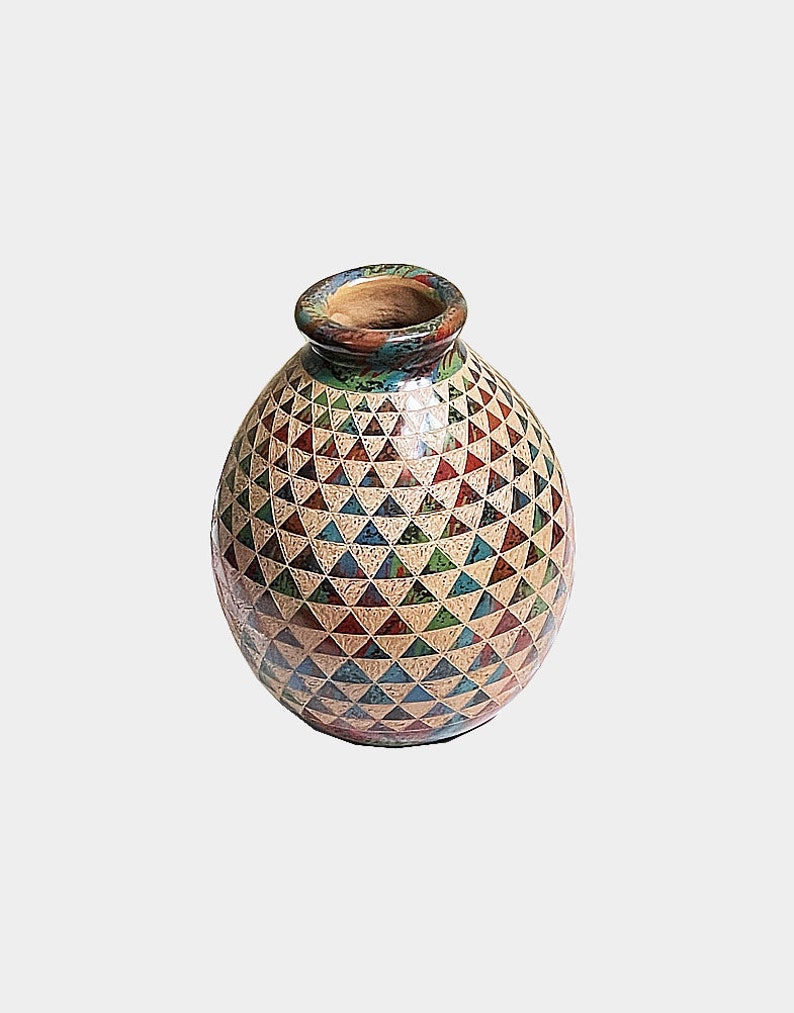 Small Geometric Patterned Terracotta Potteries - Etsy