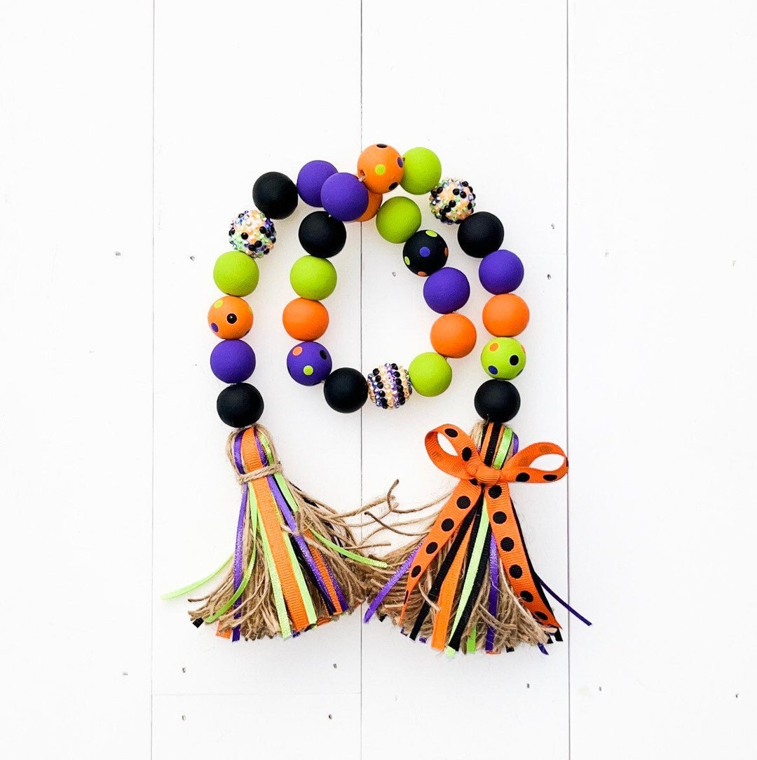 Hocus Pocus Wood Bead Garland, Halloween Tiered Tray Decor, Beaded ...