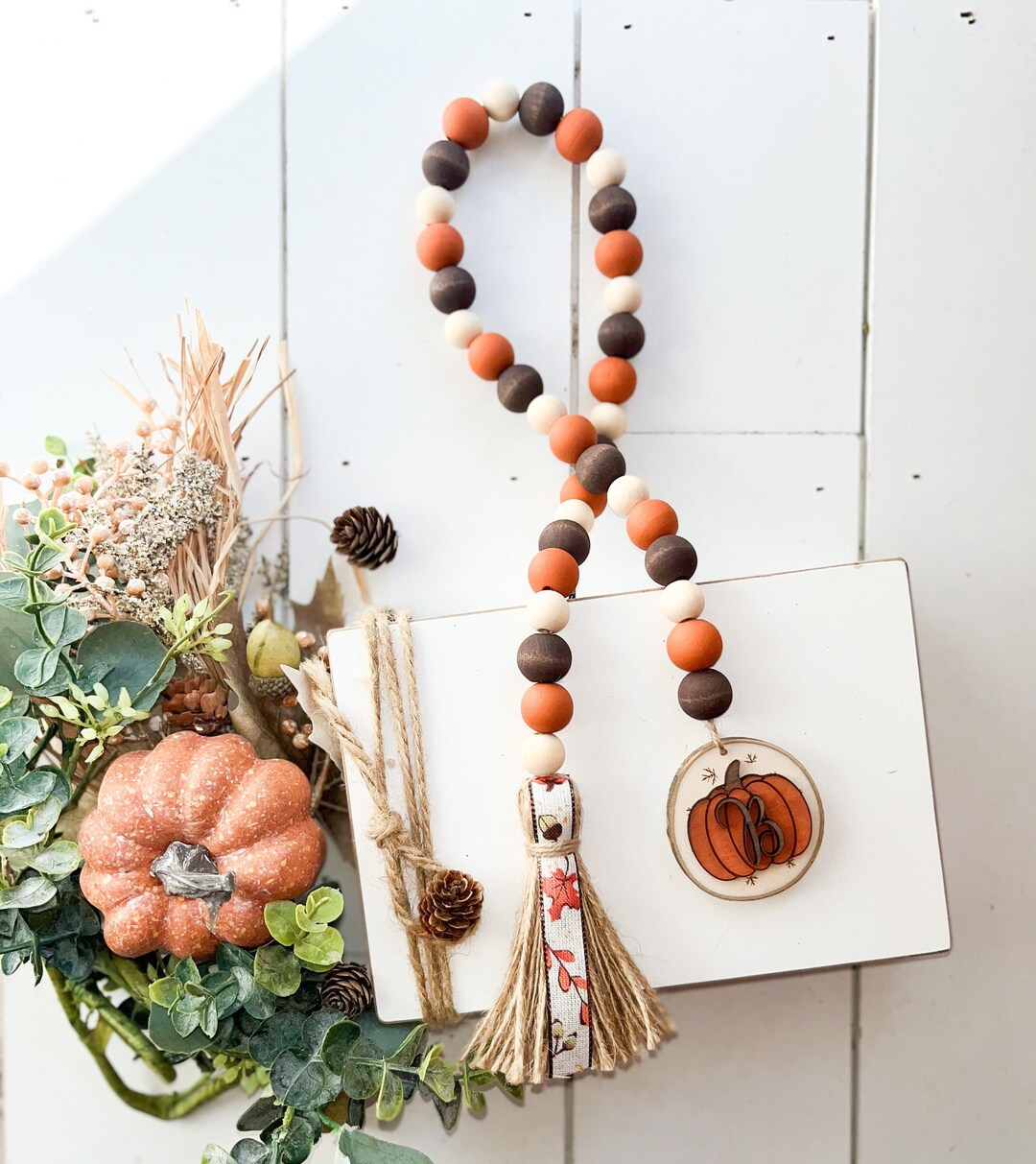 Fall Wood Bead Garland Fall Tiered Tray Decor Fall Bead - Etsy