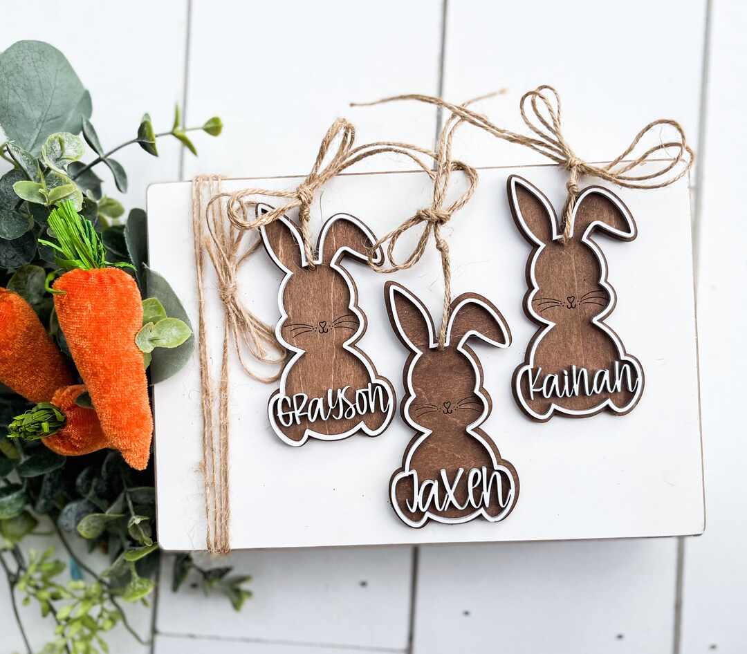 Personalized Bunny Easter Basket Tags, Personalized Easter Basket Name ...