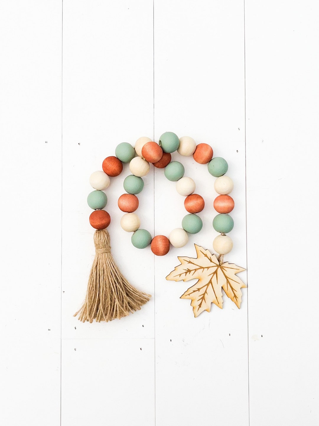 Fall Wood Bead Garland, Fall Tiered Tray Decor, Fall Bead Garland ...