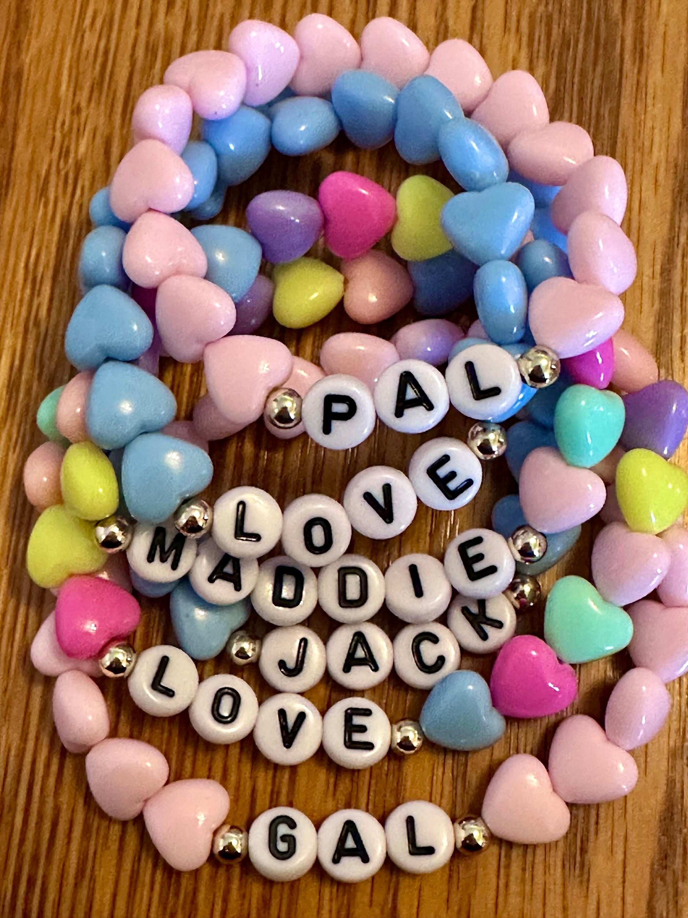 Colorful Heart Beaded Bracelet, Heart Beaded Bracelet, Personalized ...