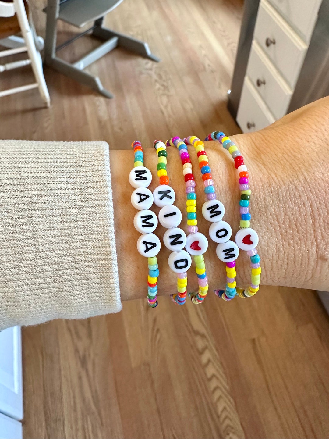 Bright Beaded Bracelet, Glass Seed Bead Bracelet, Colorful Seed Bead ...