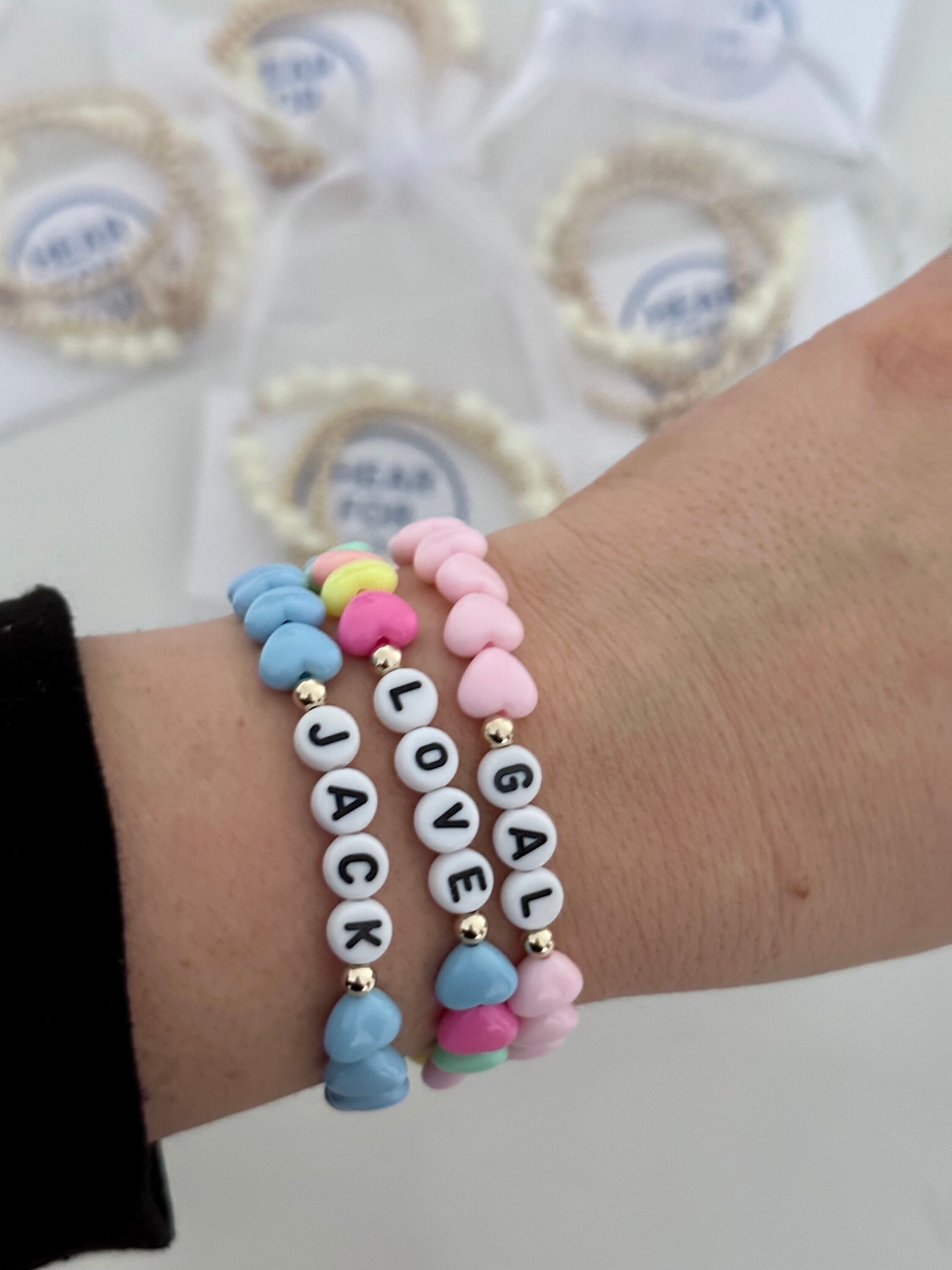 Colorful Heart Beaded Bracelet, Heart Beaded Bracelet, Personalized ...