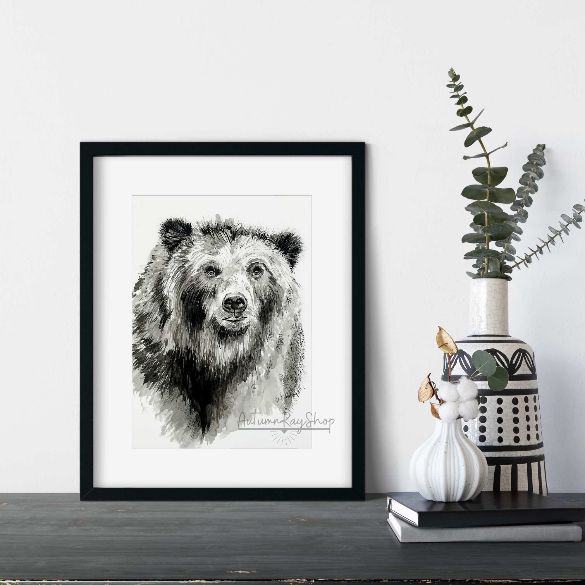 Bear Drawing, Digital Download Art Print, Wall Art, Home Decor, Nursery ...