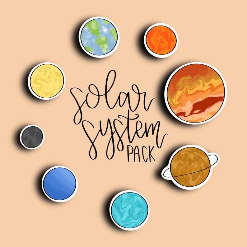 Solar System Weatherproof Sticker Pack | Etsy