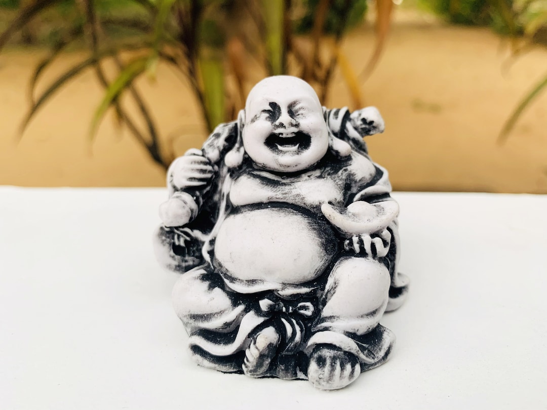 Small Laughing Buddha Stone Statue Zen Buddha Figure Happy Lord Buddha ...