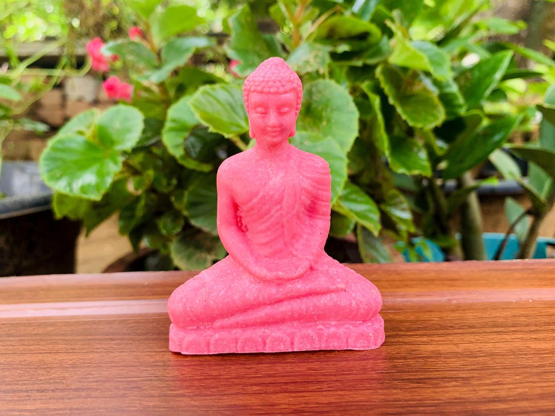 Pink Small Buddha Statue Meditating Buddha Sculpture Seated Peaceful ...