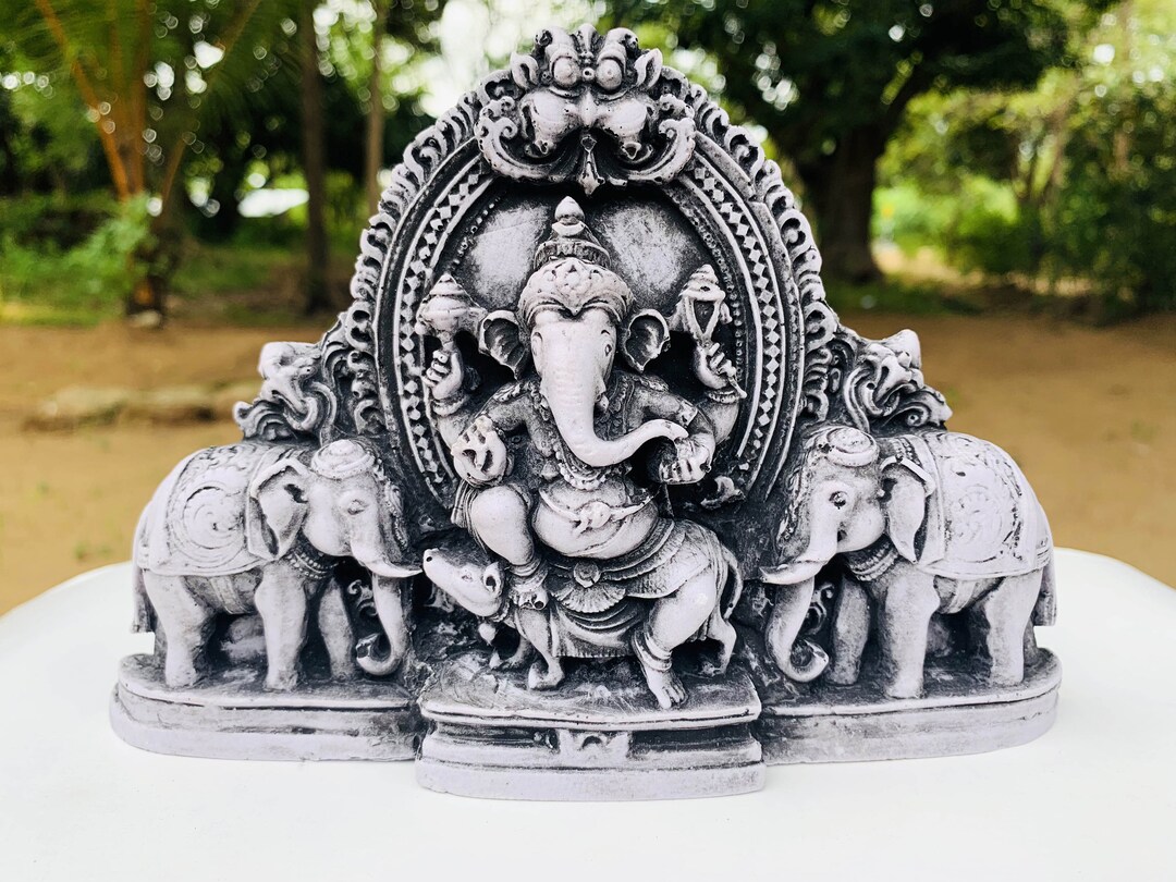 Ganesha With Elephant Statue Large Ganesha Stone Statue Lord Hindu God ...