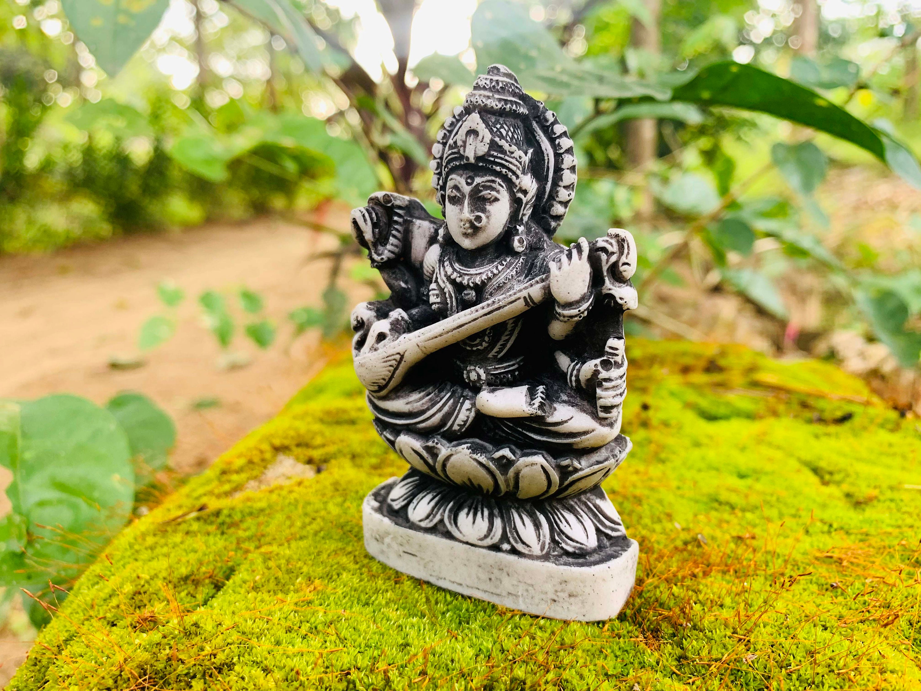 Small Saraswati Statue With Veena, Hindu Goddess of Music & Wisdom - Etsy