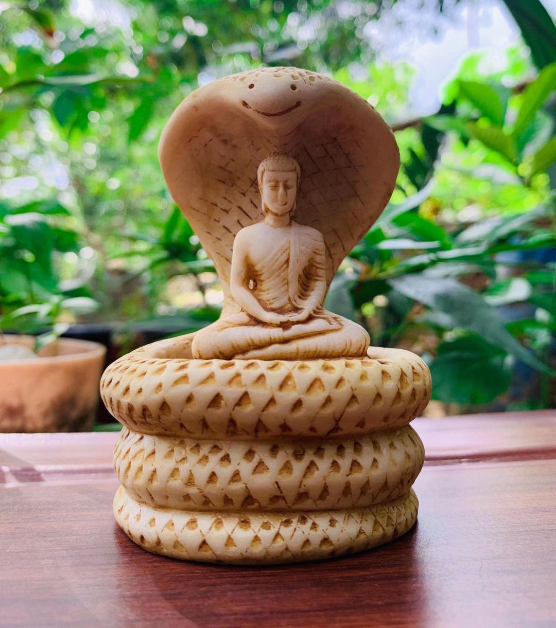 Mini Naga Buddha Stone Statue Buddha Seated Beneath Muchalinda Naga ...