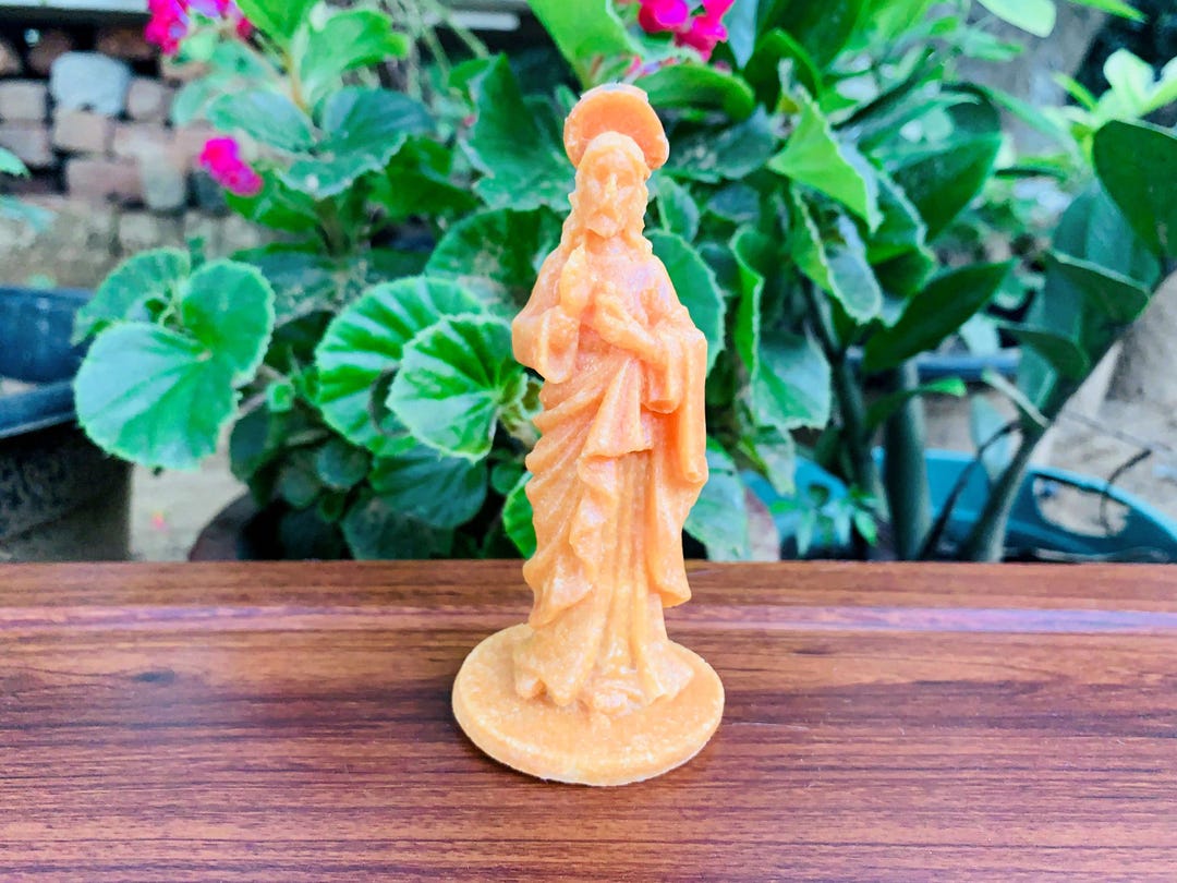 Small Orange Jesus Statue - Dolomite Stone Christian Decor - Etsy