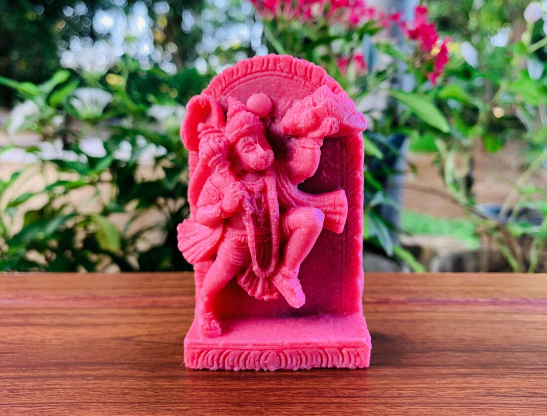 Small Pink Lord HANUMAN Statue Hanuma Stone Statue Hanumantha Monkey ...