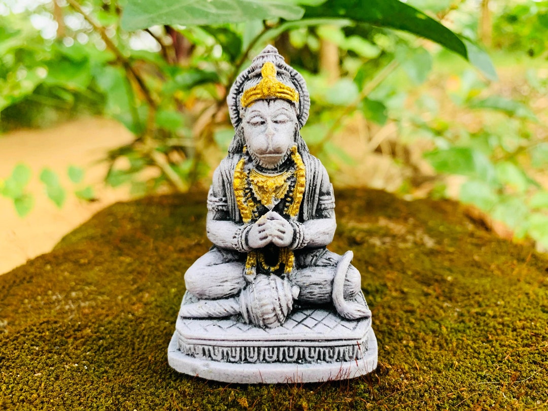 Small Lord Hanuman Statue Hanuman Stone Gold Monkey God Mini Hanuma ...