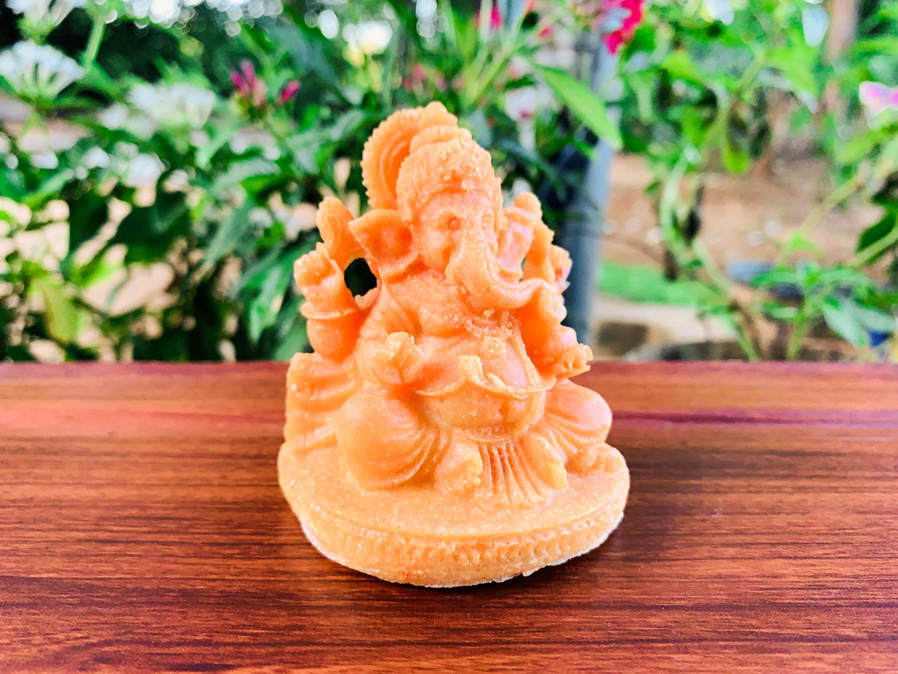 Orange Ganesha Statue, Hindu God Idol, Altar Decor - Etsy