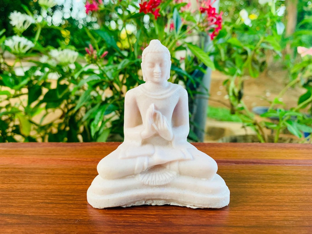 White Meditating Buddha Statue, Peaceful Dolomite Sculpture - Etsy