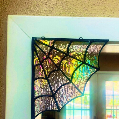 Stained Glass Spiderweb Window Corner - Etsy