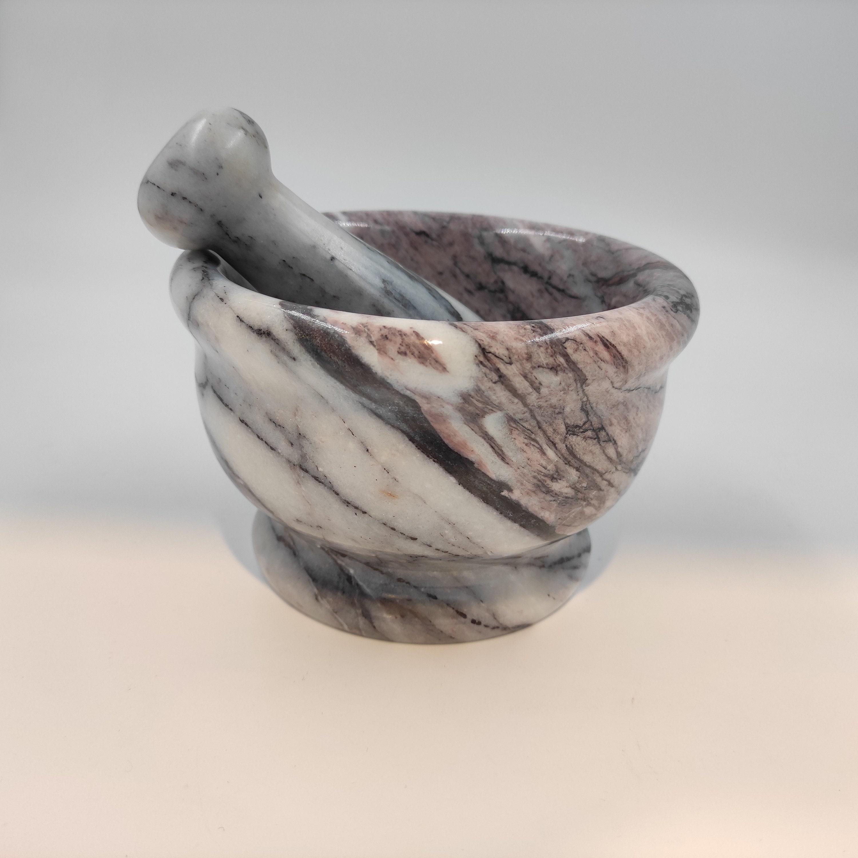 Handmade White Marble Pestle Mortar Unique Design Large Size Free ...