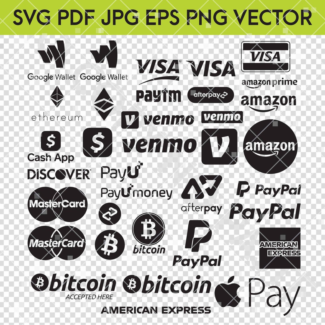 Payment Logos for Your Shop Visa Paypal AMEX Venmo Bitcoin - SVG PNG ...