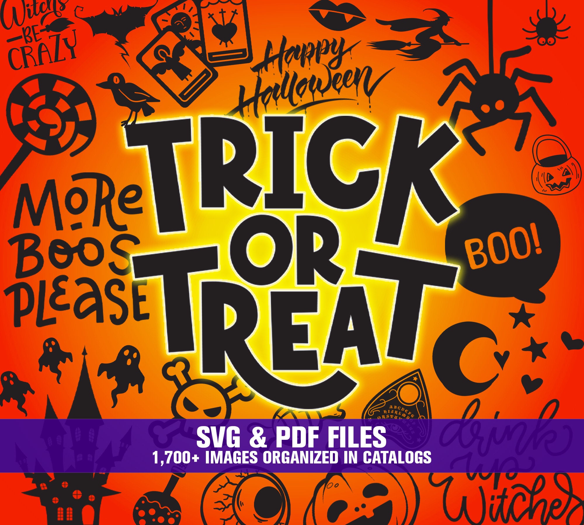 1,700+ Halloween Clip Art - SVG Files - Words Typography Pumpkin Ghost ...