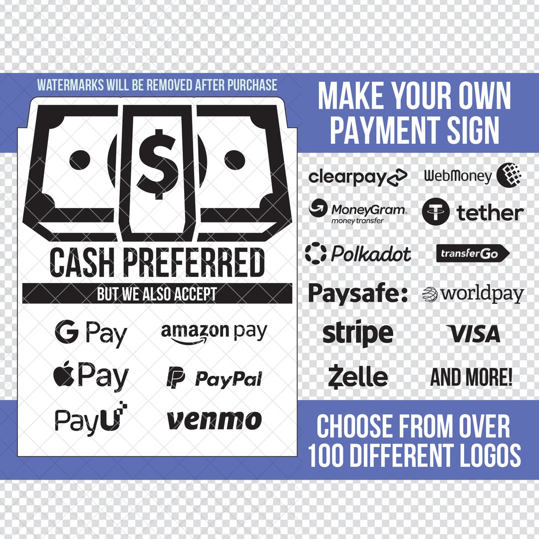 Make Your Own Payment Sign Cut Vinyl or Print Professional - Etsy