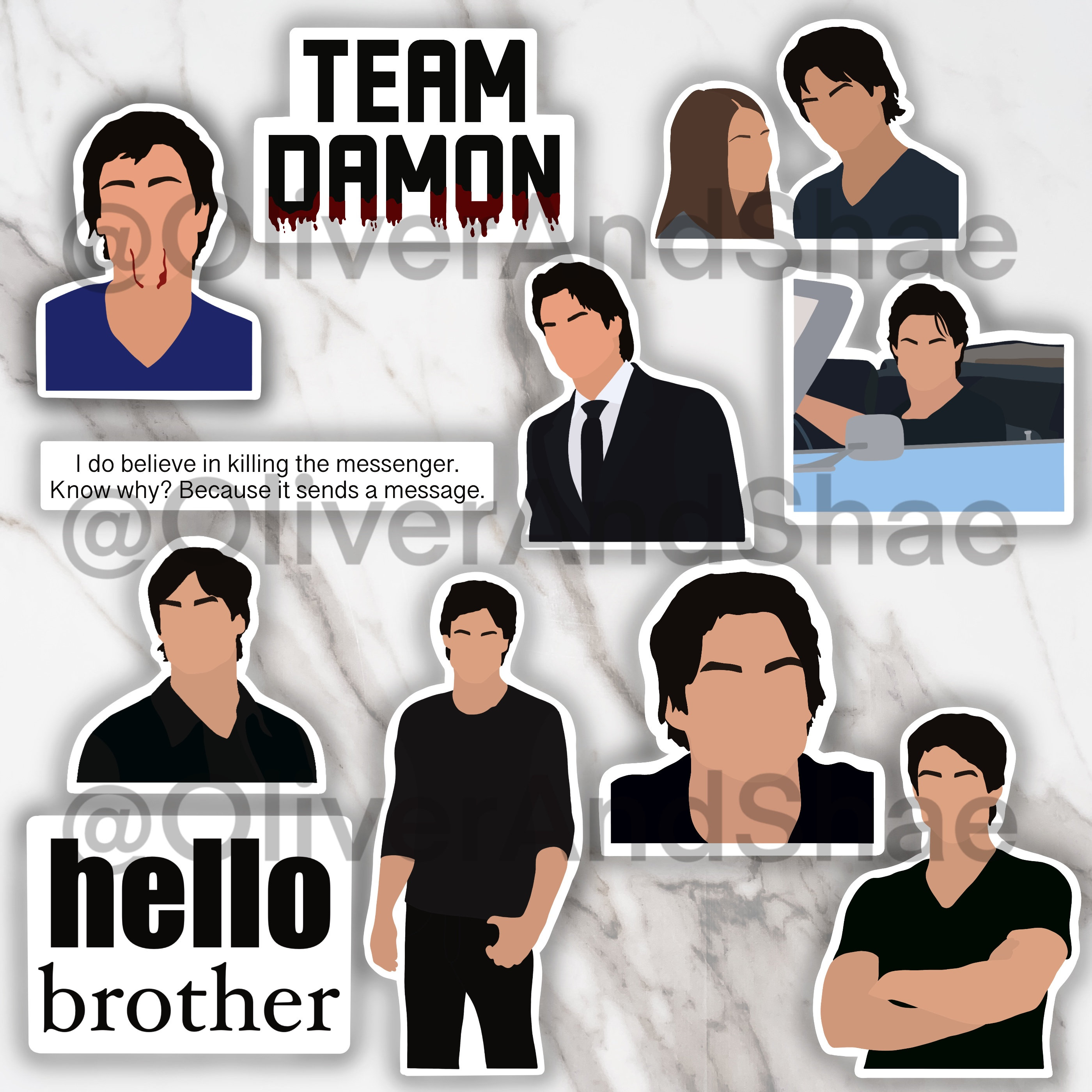 Damon Salvatore Sticker Pack 11 uds | Etsy