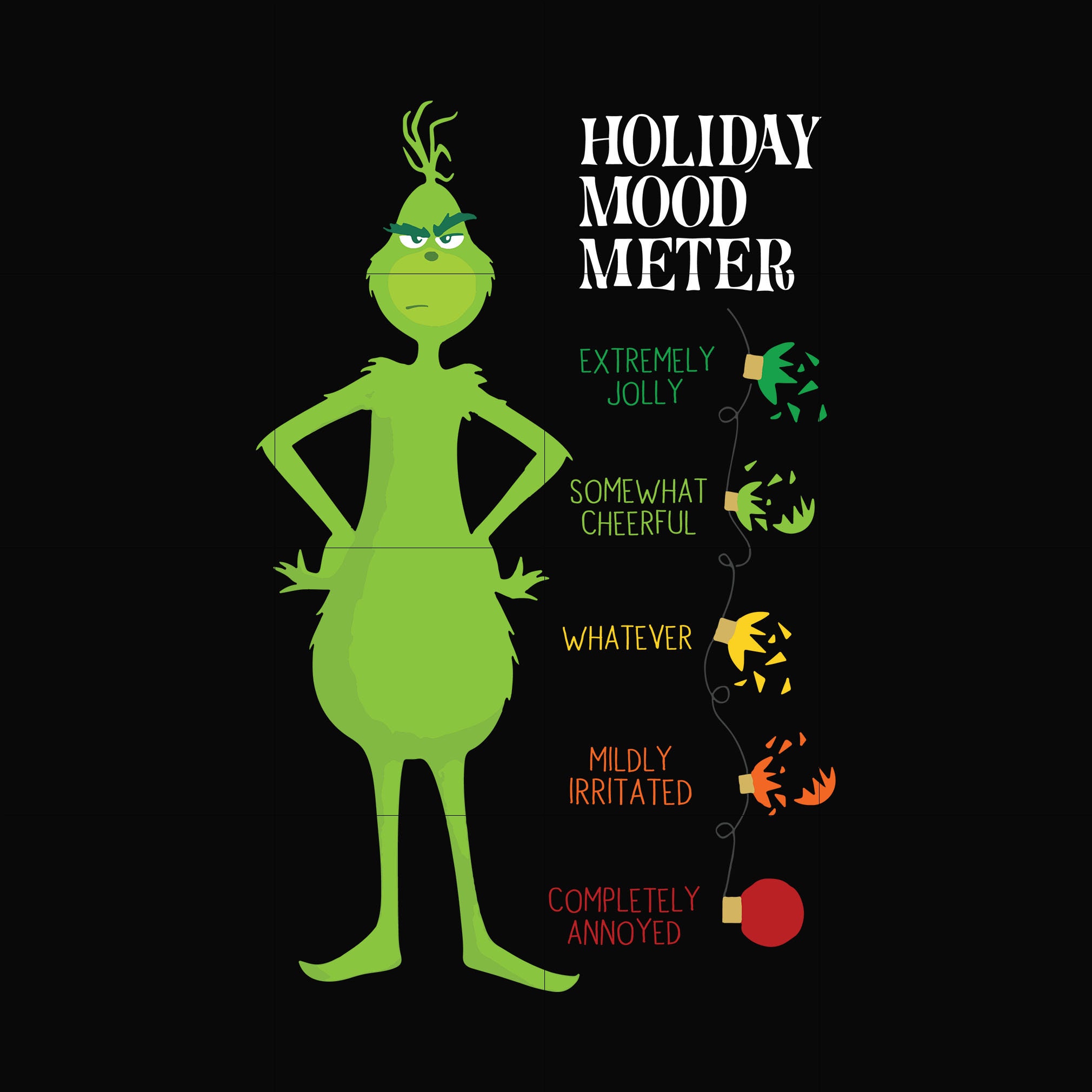 Holiday-mood-meter-svg Grinch bundle Christmas-svg png | Etsy