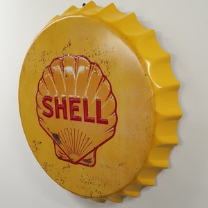 Shell Oil 40cm Diameter Retro Vintage Bottle Top Wall Display Sign ...