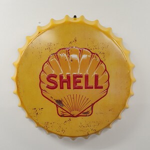 Shell Oil 40cm Diameter Retro Vintage Bottle Top Wall Display Sign ...