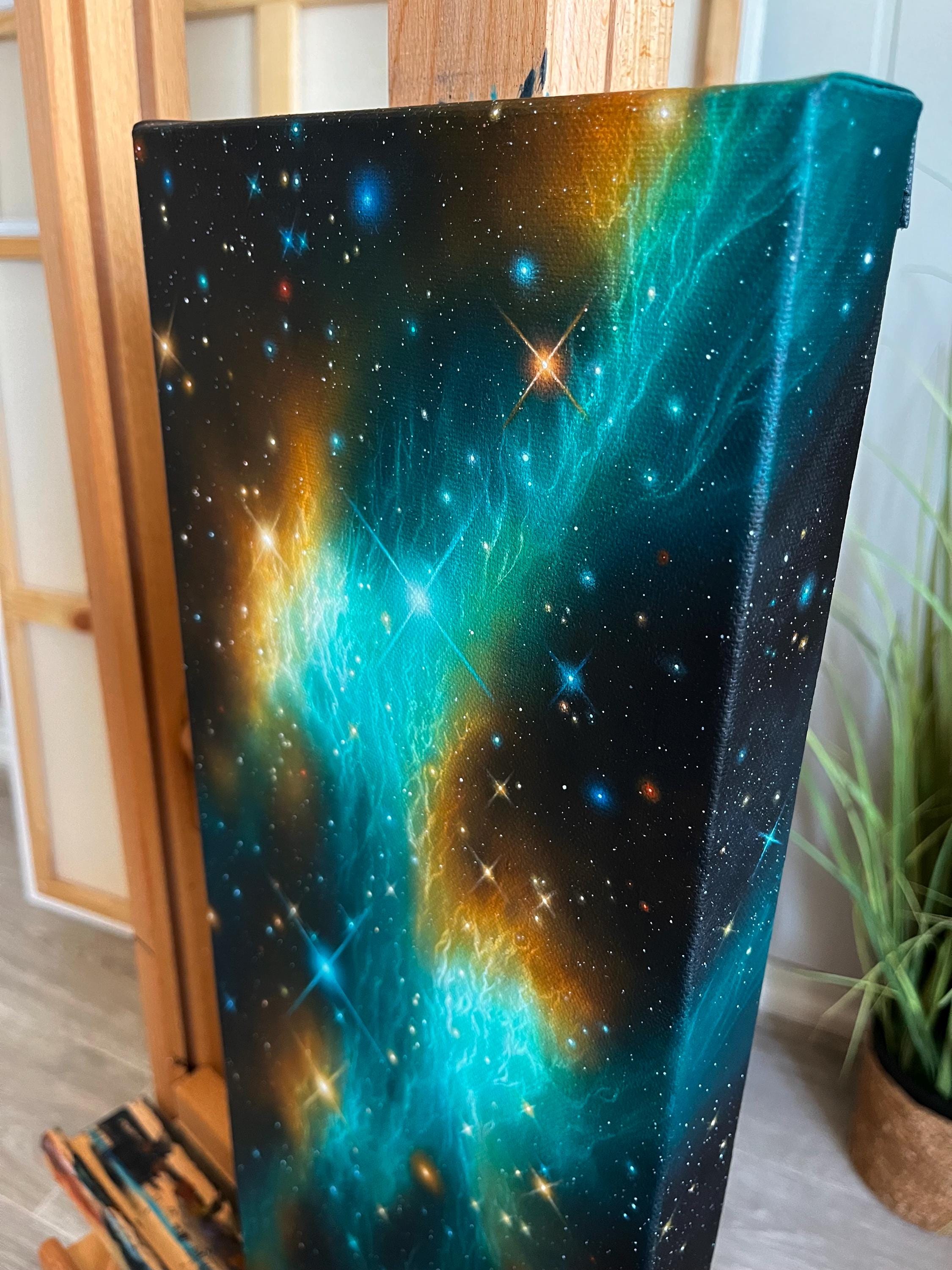 Original Painting: Abstract Nebula on Canvas | Night Sky Space Art Wall ...