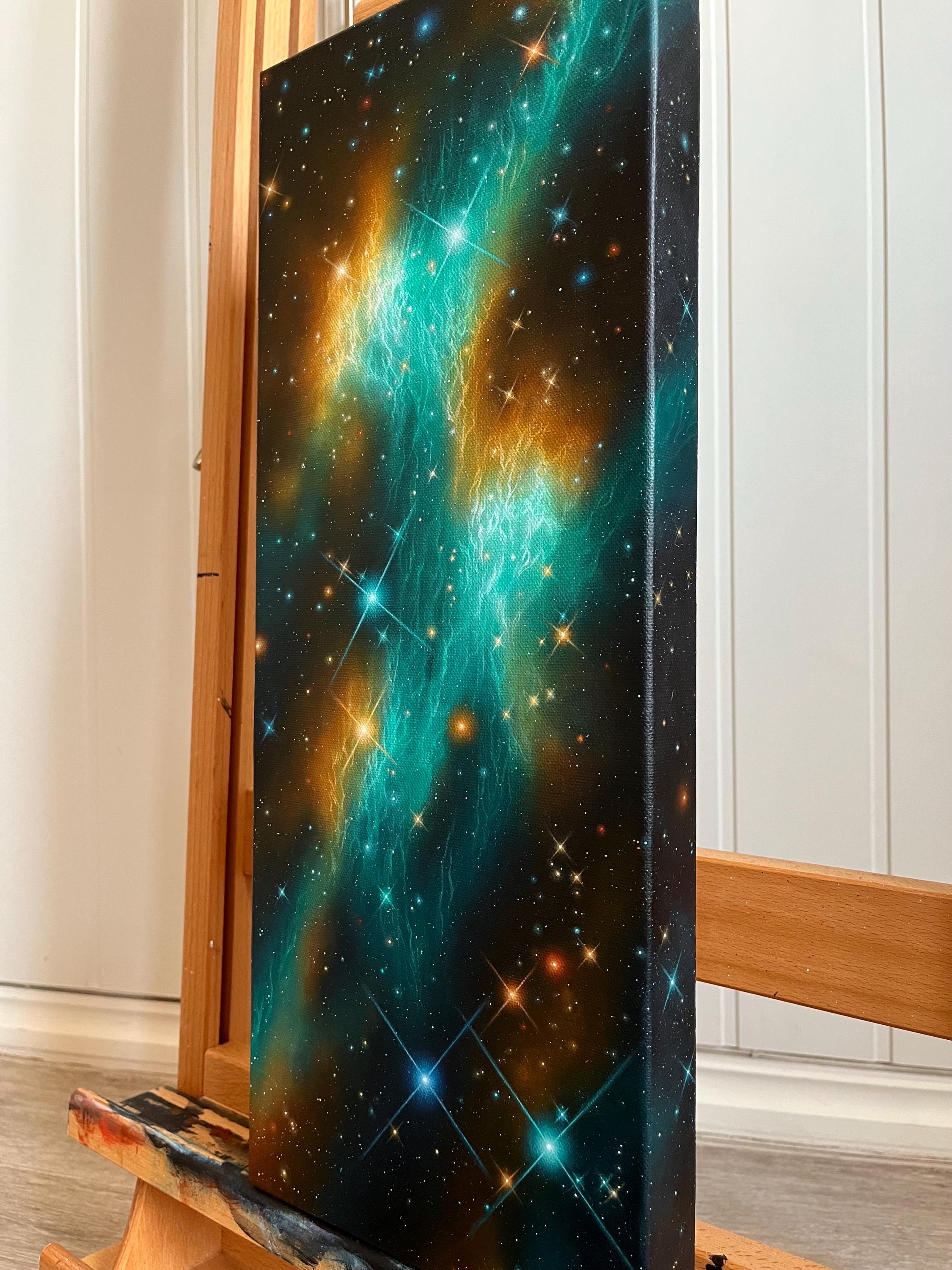 Original Painting: Abstract Nebula on Canvas | Night Sky Space Art Wall ...