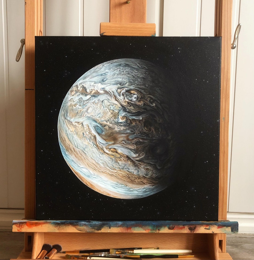 Original Painting: Jupiter on Canvas Galaxy Space Art Wall Decoration ...