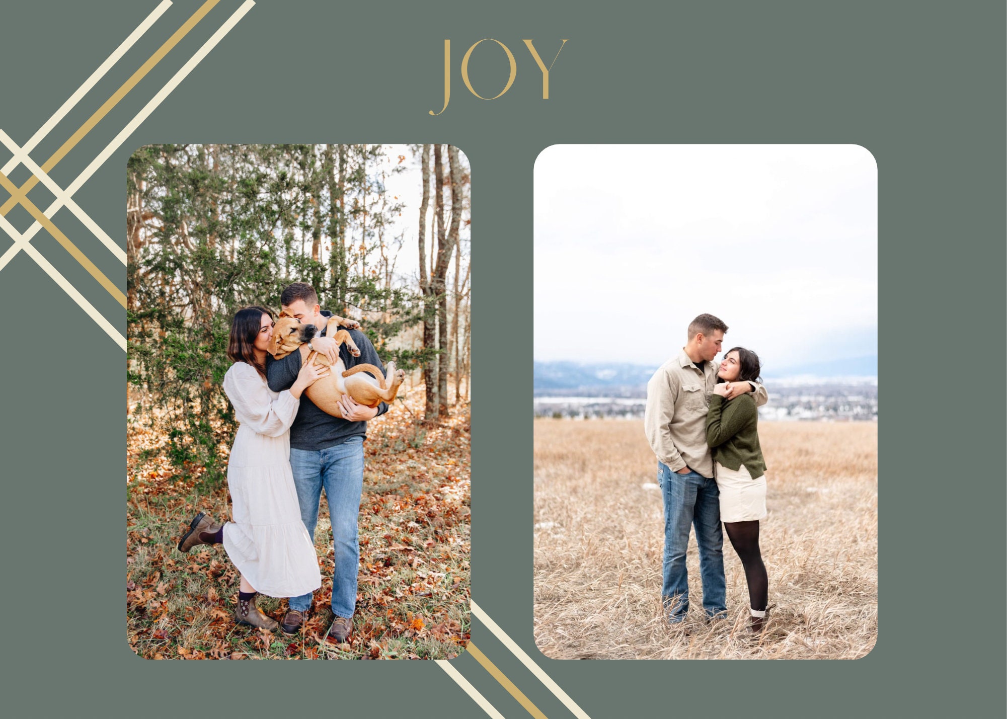 Joy Christmas Card Template 5x7 Front and Back - Etsy