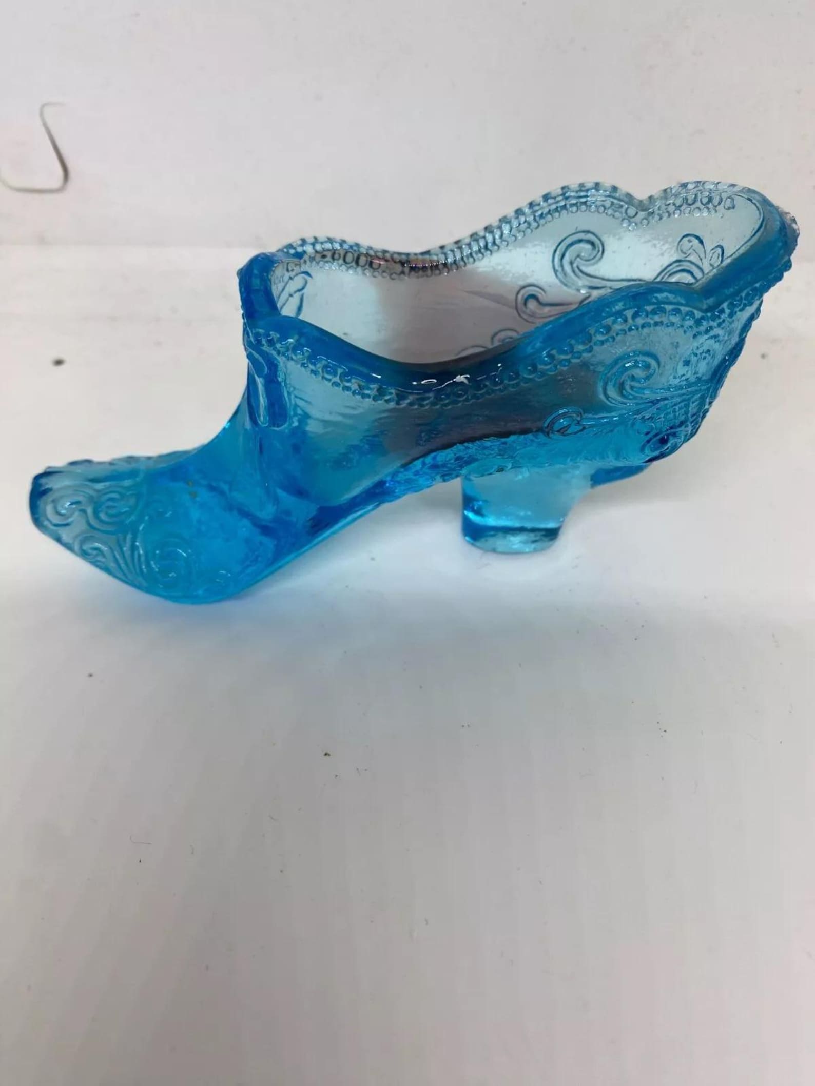 Glass Shoe Medium Blue Swirl Glass Excellent Condition! Possibly Fenton ...