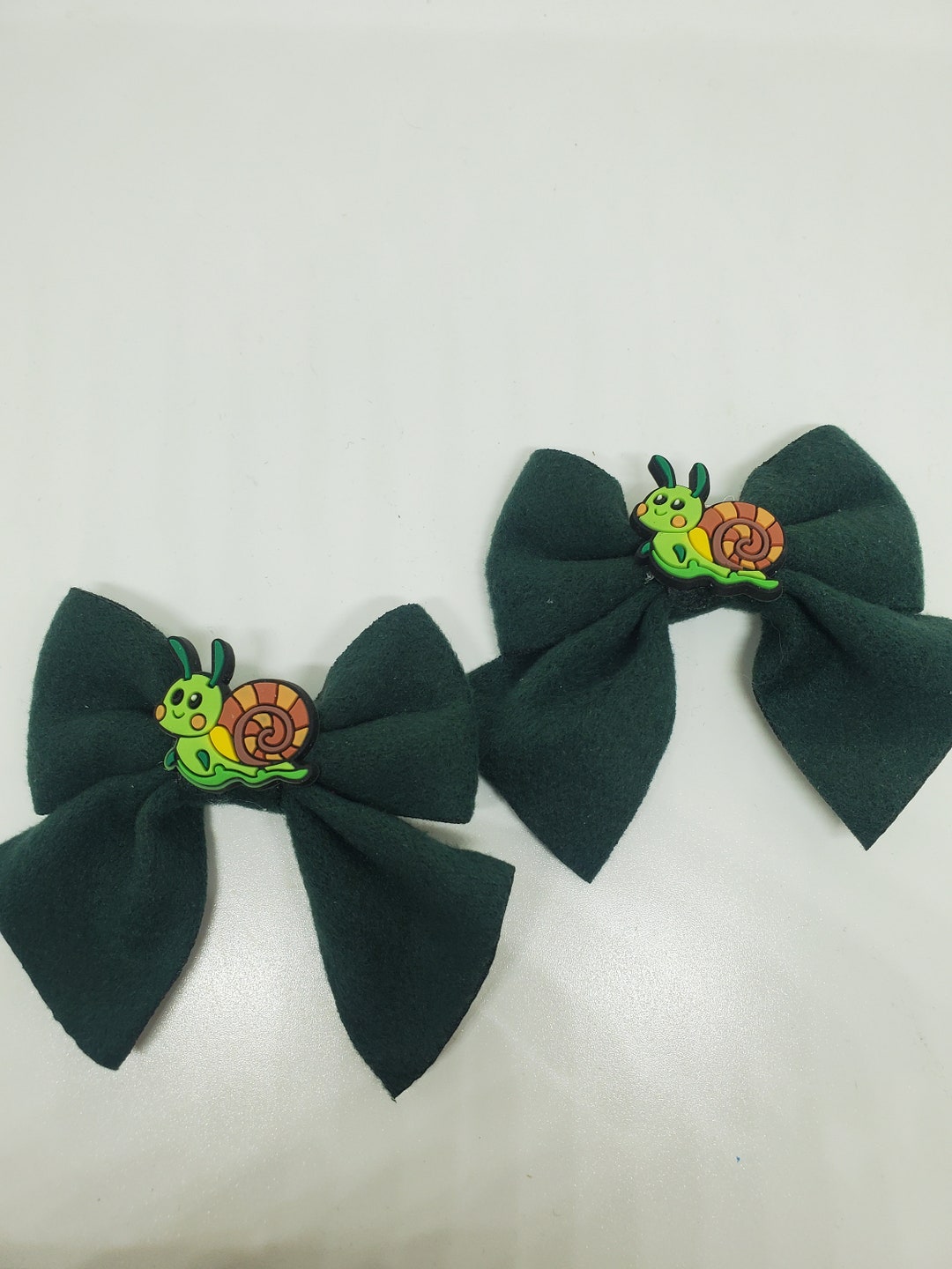 Pig Tail Bow Set Felt/flannel With Snails With Clip - Etsy