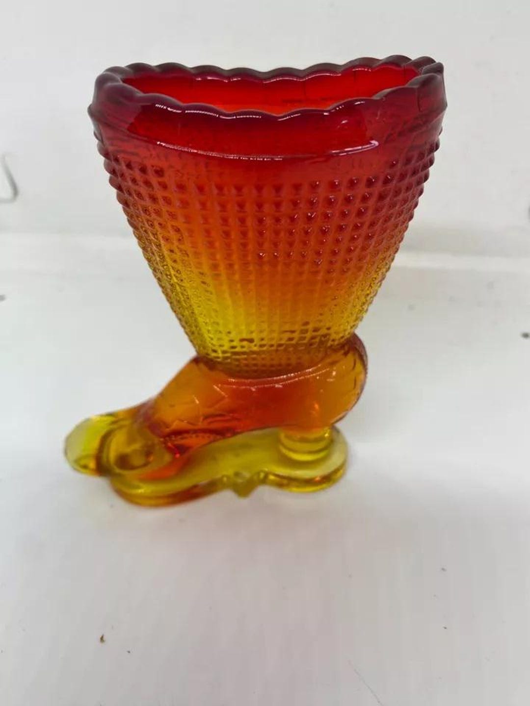 Glass Shoe Boot Amberina Yellow to Red Excellent Condition! Possibly ...