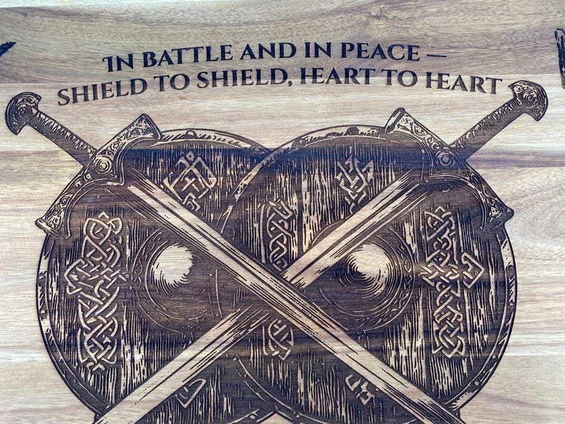 New Handcrafted Acacia Wood Cutting Board 20x15x1 Battle Shield - Etsy