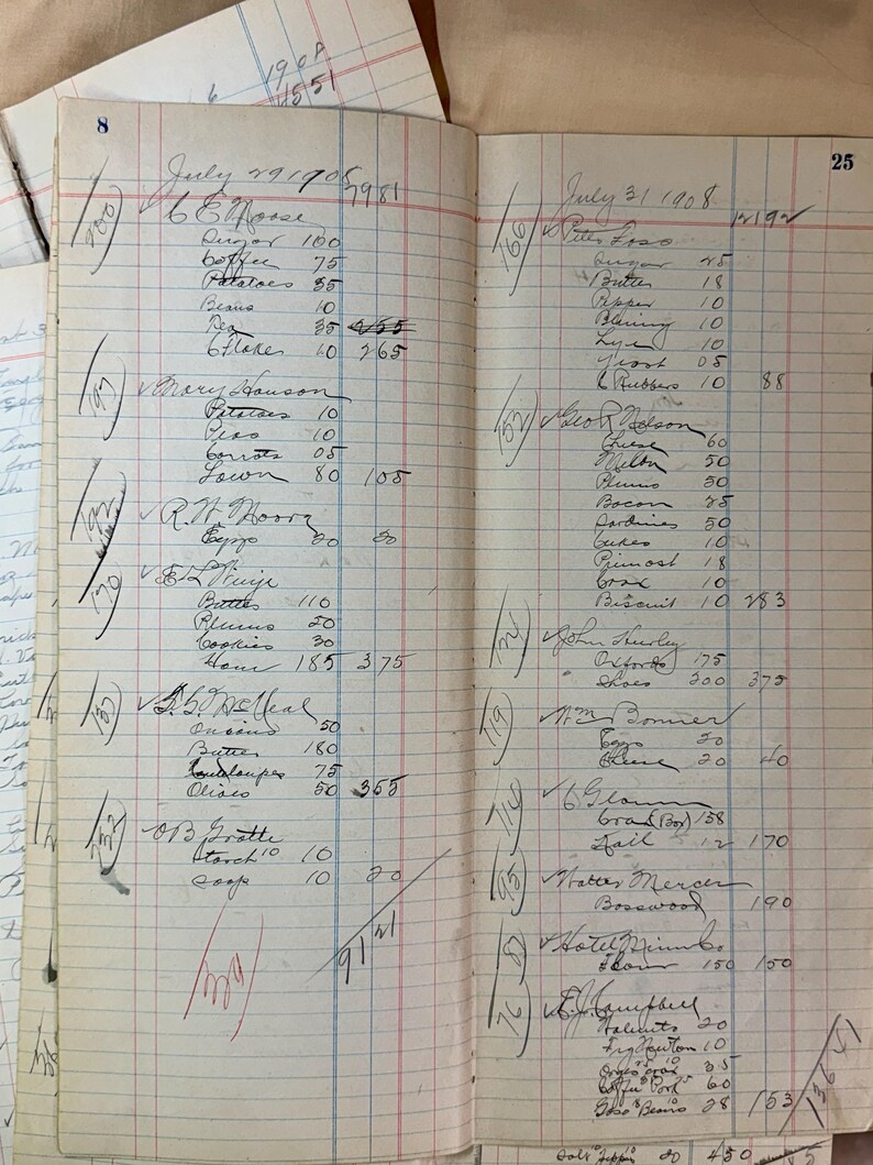 1908 Antique (vintage) Ledger - English Sundry Log - Etsy