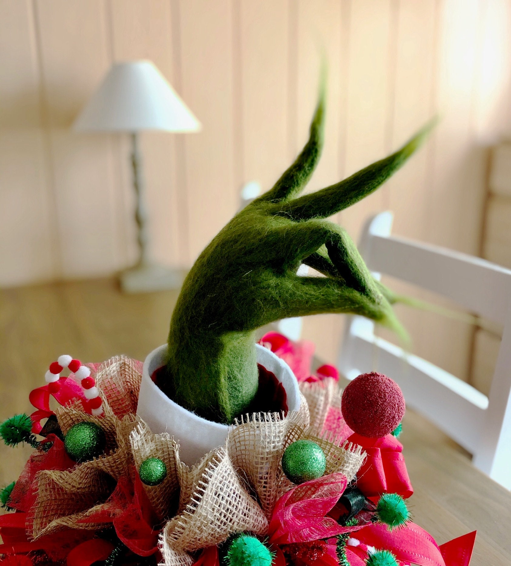 Christmas Tree Topper Grinch Inspired Green Arm Funny Tree - Etsy