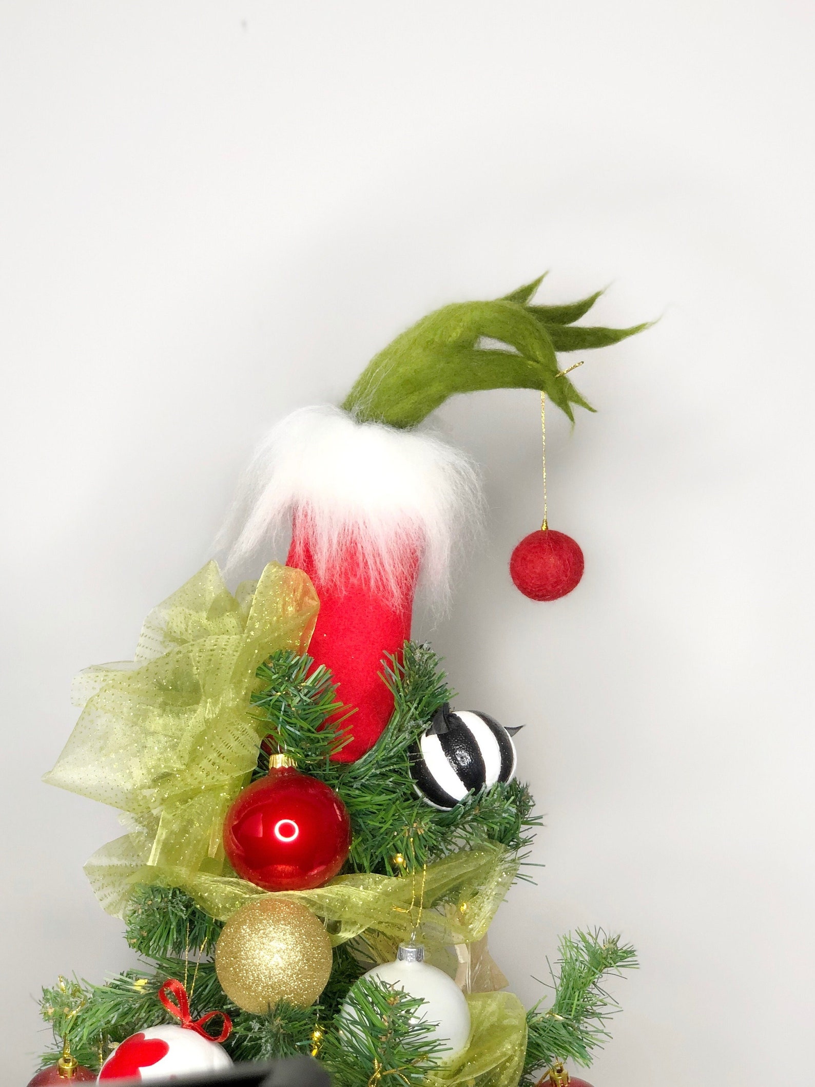 Christmas Tree Topper Furry Green Arm Ornament Holder Tree - Etsy